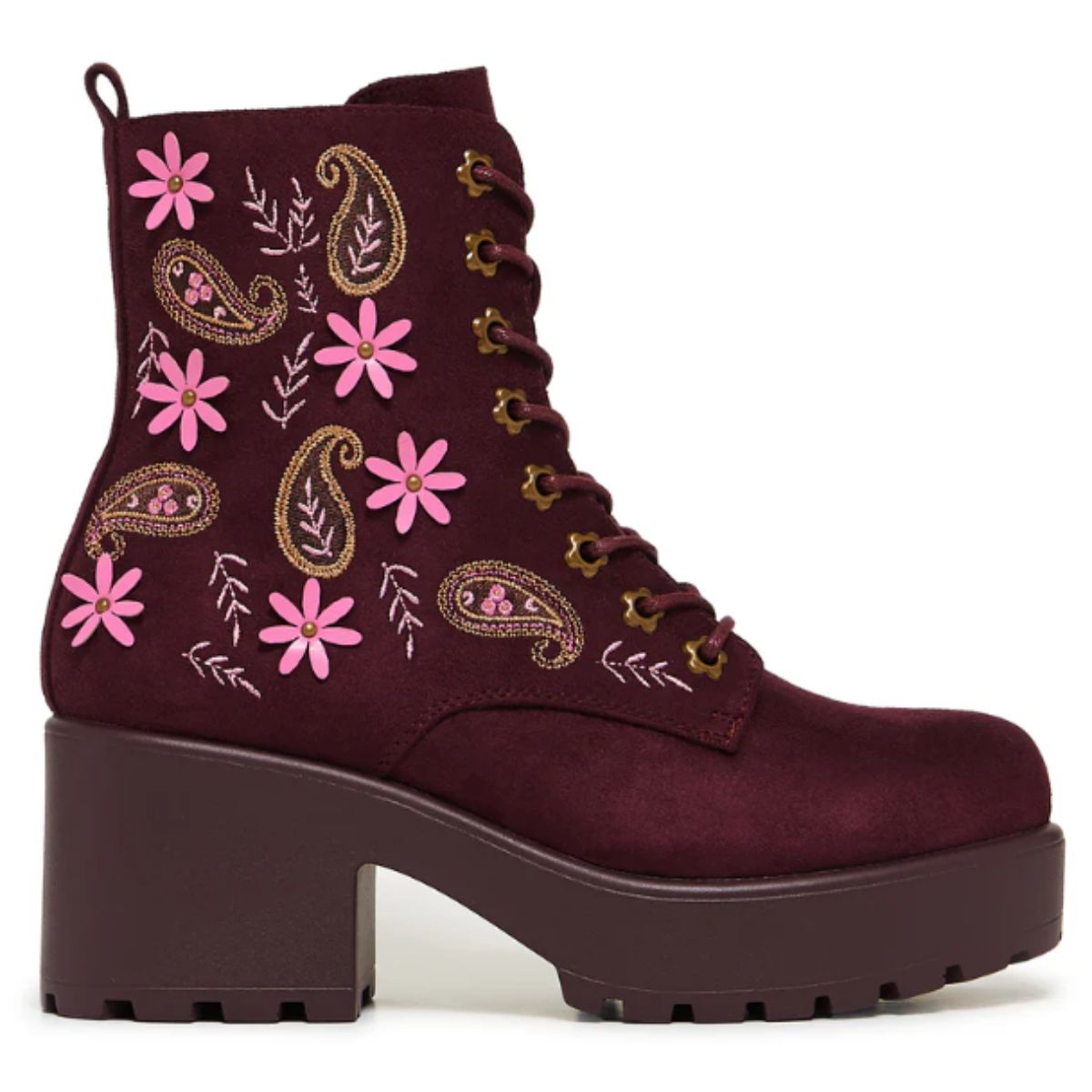 Moonlit Ember Suede Lace Up Boots- Brown | Buy Now at Shoefreaks.ca